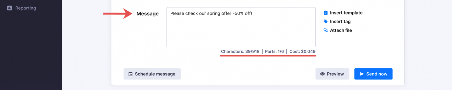Send a single text message | Textmagic