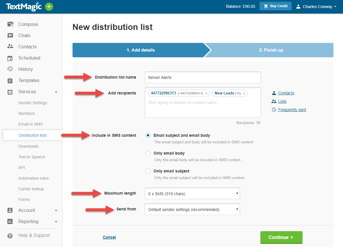 Forward third-party email alerts as text messages | TextMagic