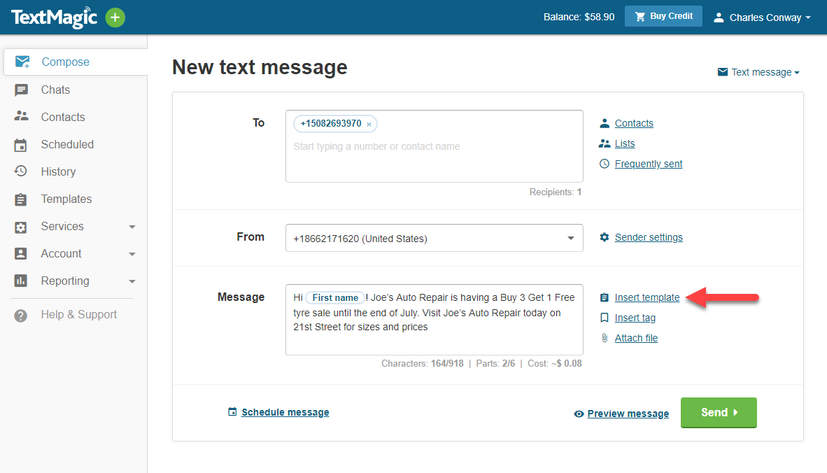 Save time with text message Templates | TextMagic