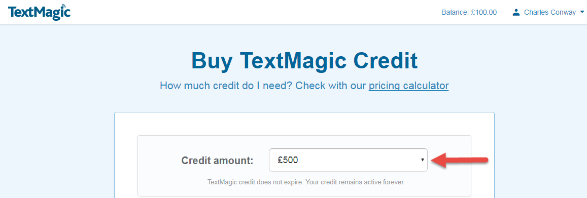 Add SMS credit to your account | TextMagic