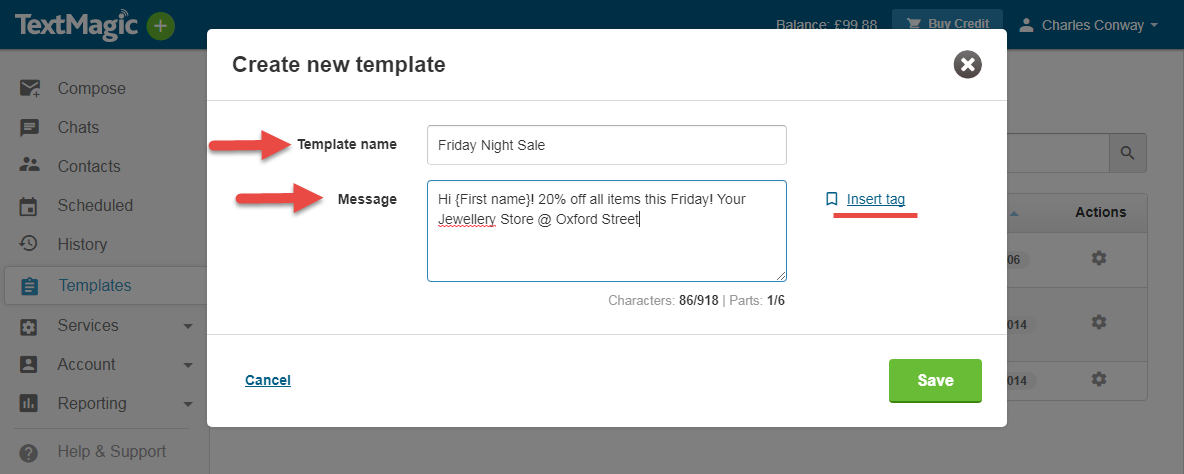 Save time with text message Templates | TextMagic