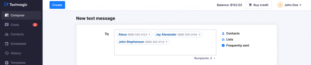 Send mail merge text messages to lists | Textmagic