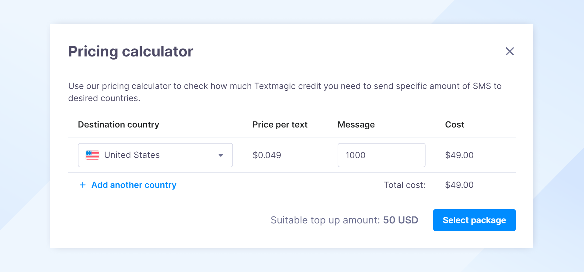 Add SMS credit to your account | Textmagic