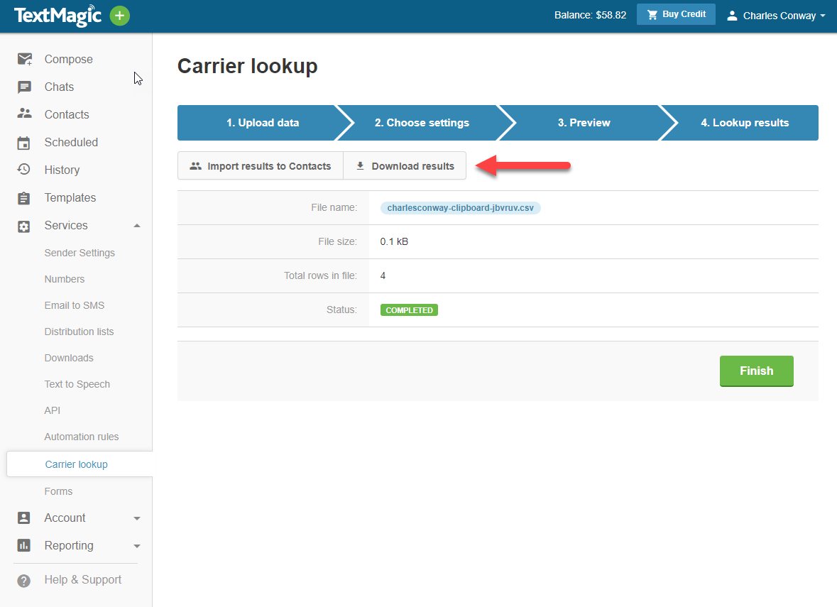 Validate numbers with Carrier Lookup service | TextMagic