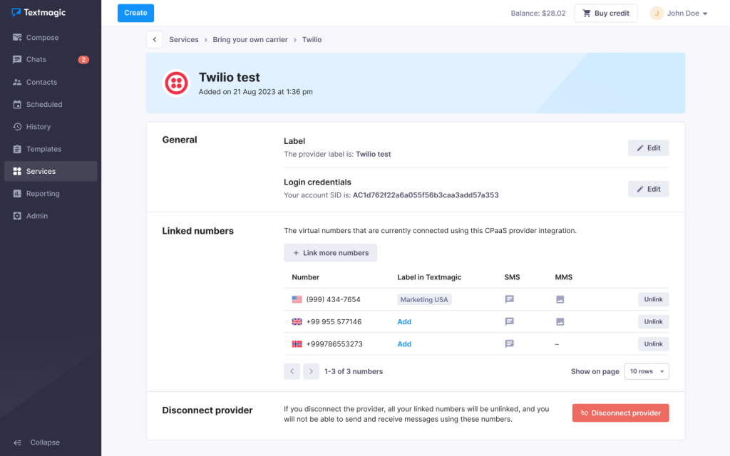 Use your CPaaS provider with the Textmagic app | Textmagic