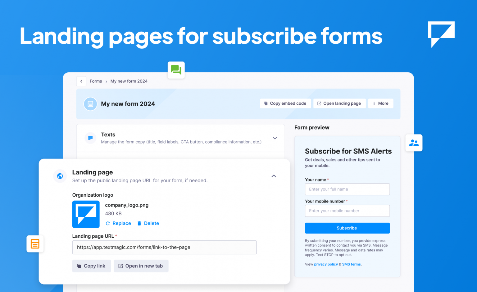 Introducing landing pages for subscribe forms | Textmagic