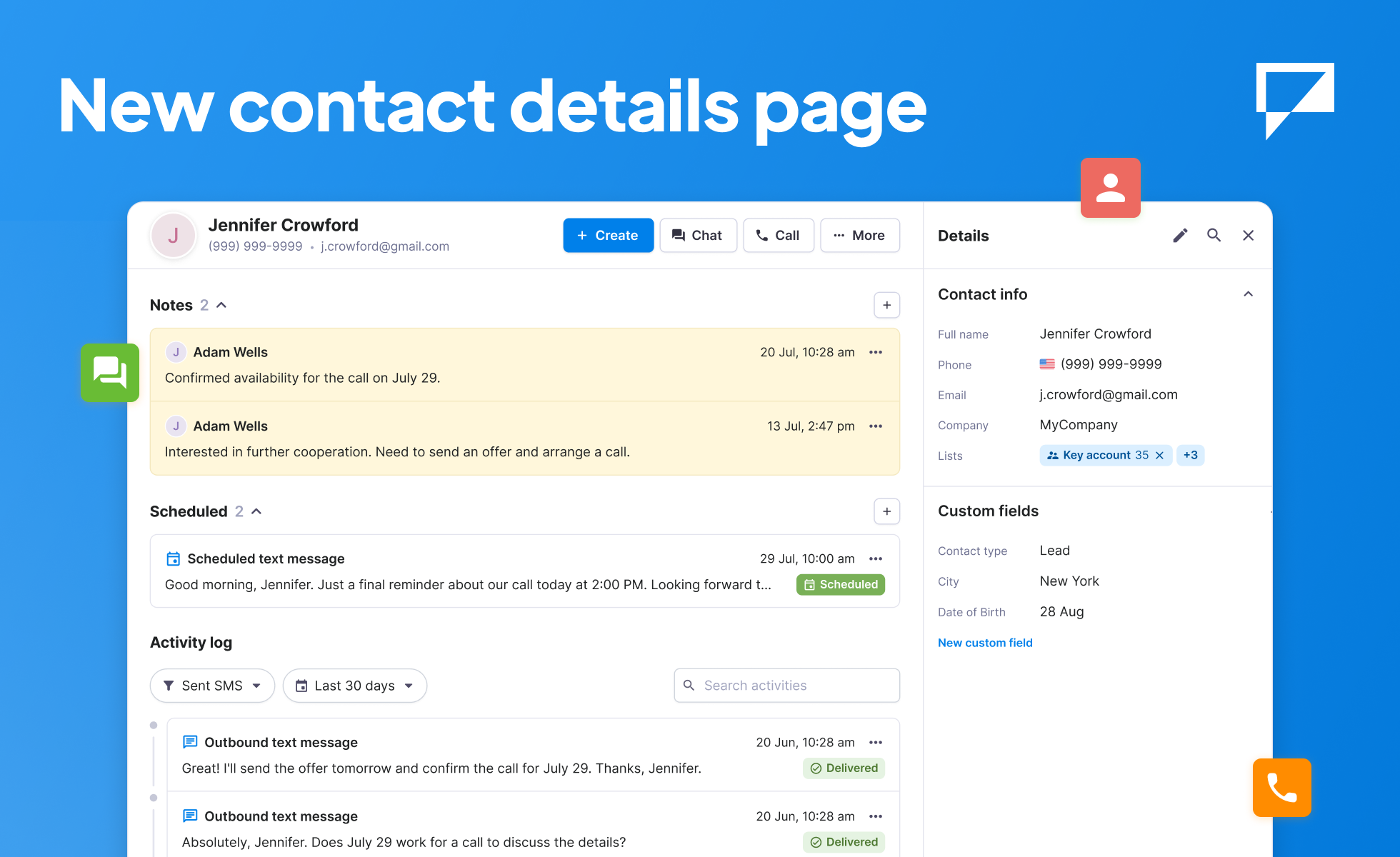 New contact details page | Textmagic