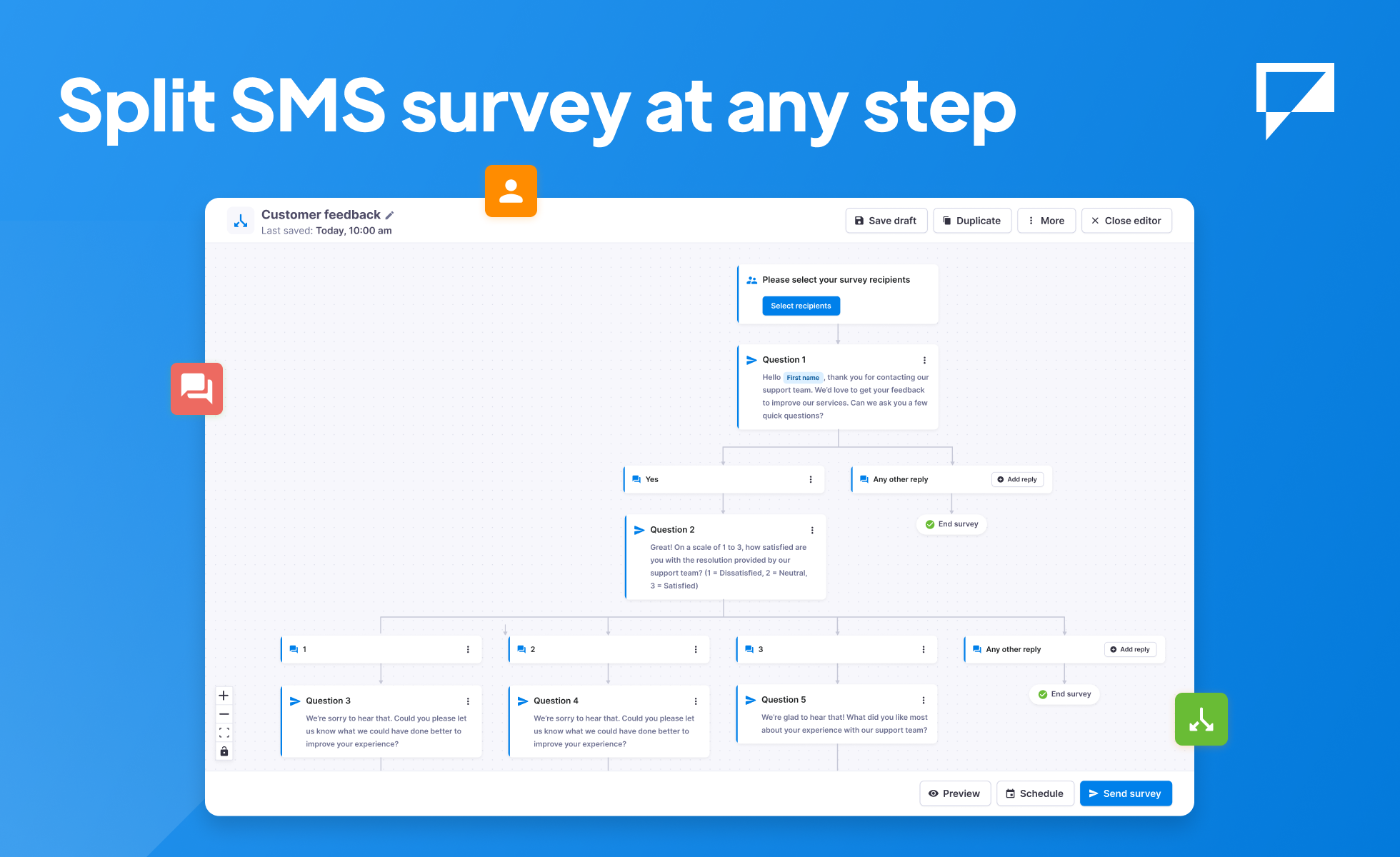 Split your SMS survey flow at any step | Textmagic