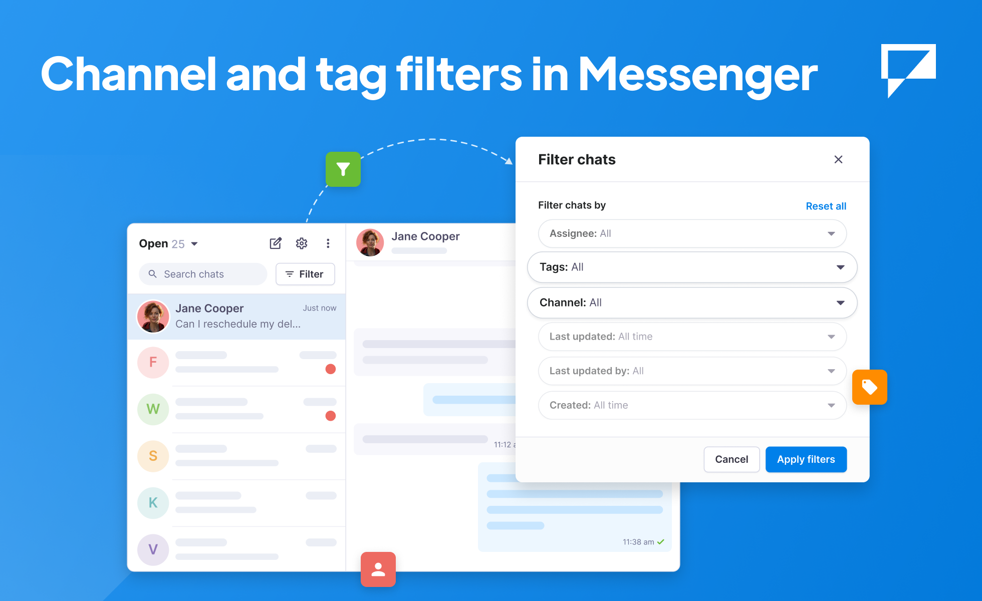 Filter your chats by channel and tags | Textmagic