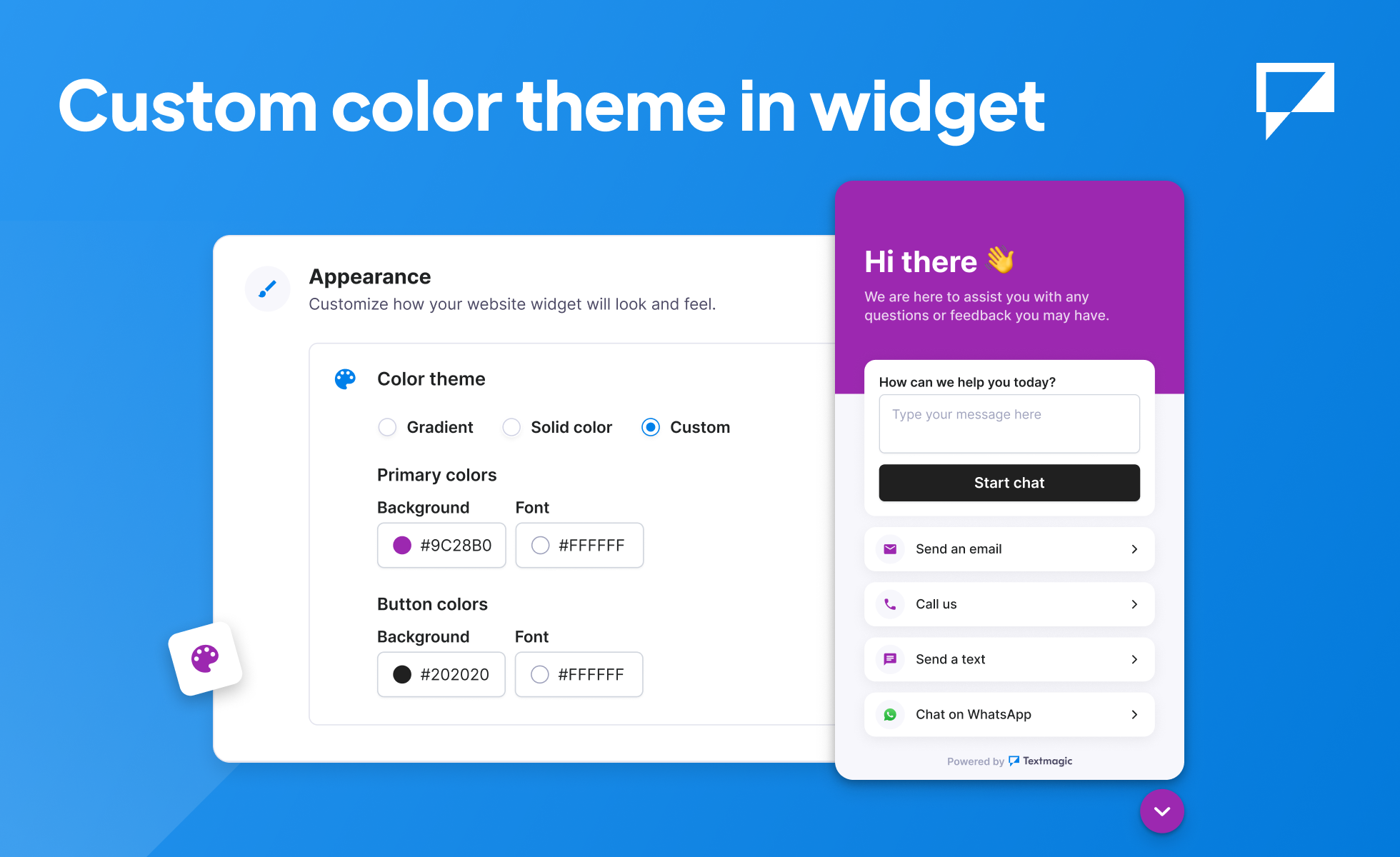 Make the chat widget yours with custom colors | Textmagic