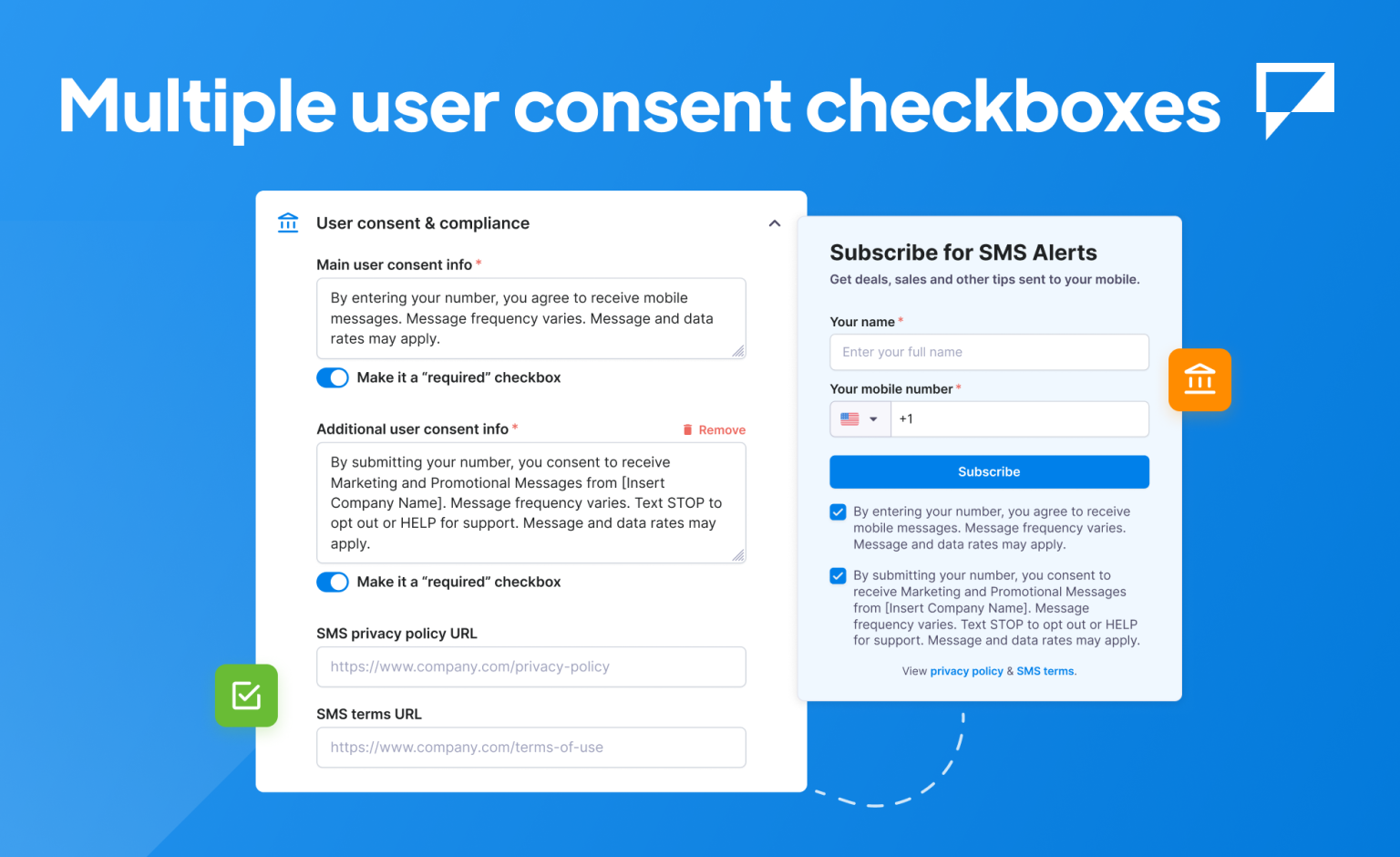 Add multiple consent checkboxes to subscribe forms | Textmagic