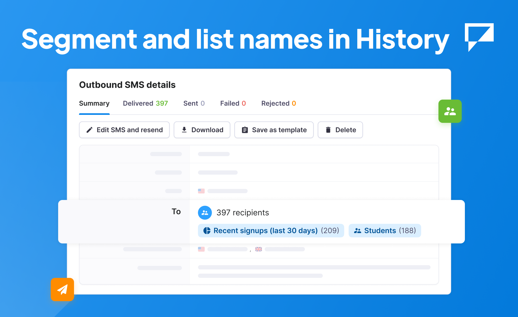 See list and segment names in SMS History | Textmagic